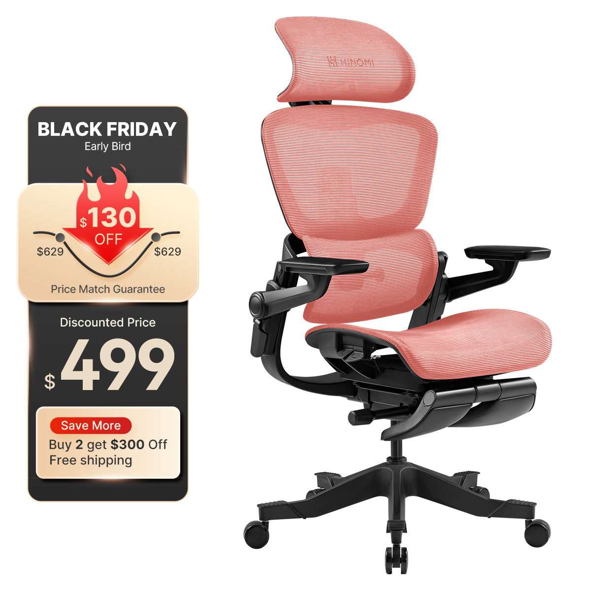 H1 Pro Ergonomic Office Chair with 3D Lumbar Support | Hinomi