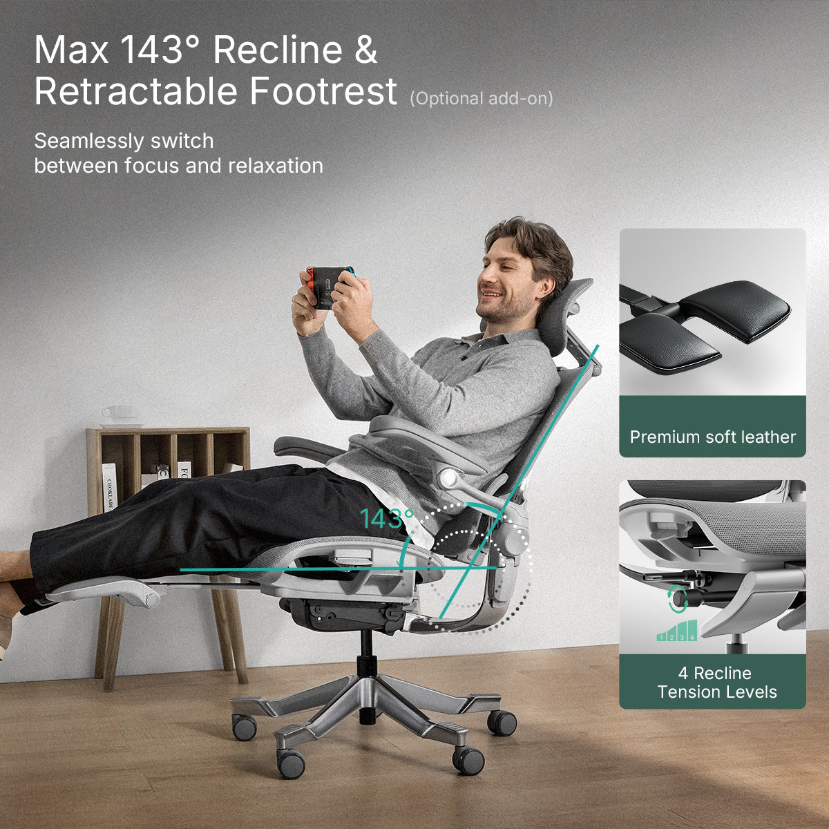 Hinomi H2 Pro Ergonomic Home Office Chair with Optional Footrest